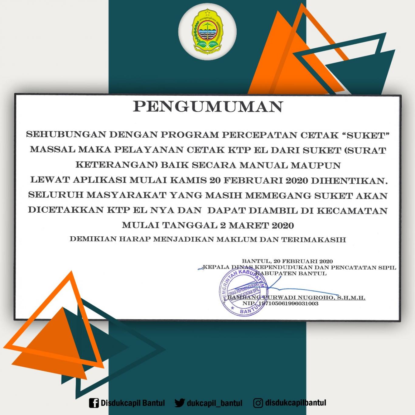 DISDUKCAPIL BANTUL CETAKKAN KTP-EL BAGI PEMEGANG SUKET - Website ...